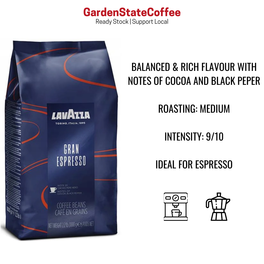 (1kg) Lavazza Classic Series Gran Espresso. Whole Coffee Beans. Medium ...