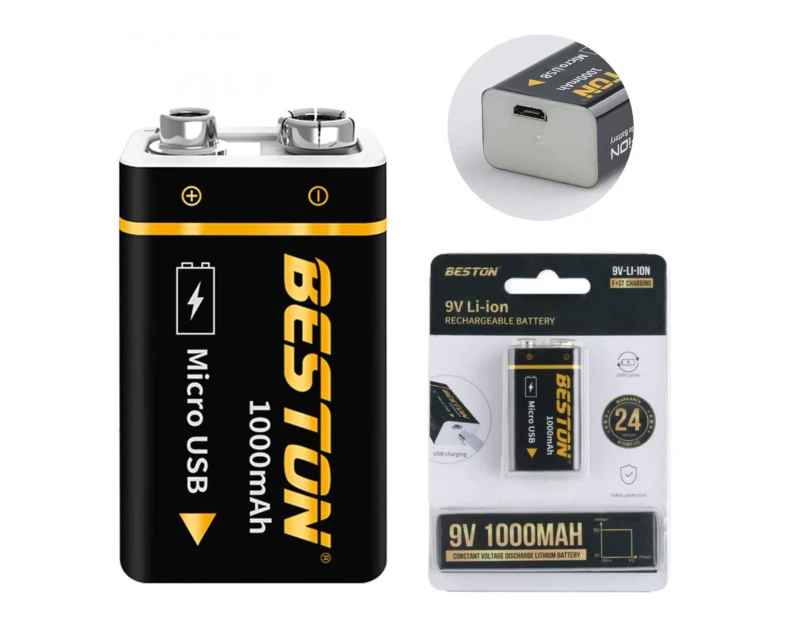 BESTON USB Micro 1.5V 9V 1000mAh Micro USB Rechargeable Lithium Li-ion ...