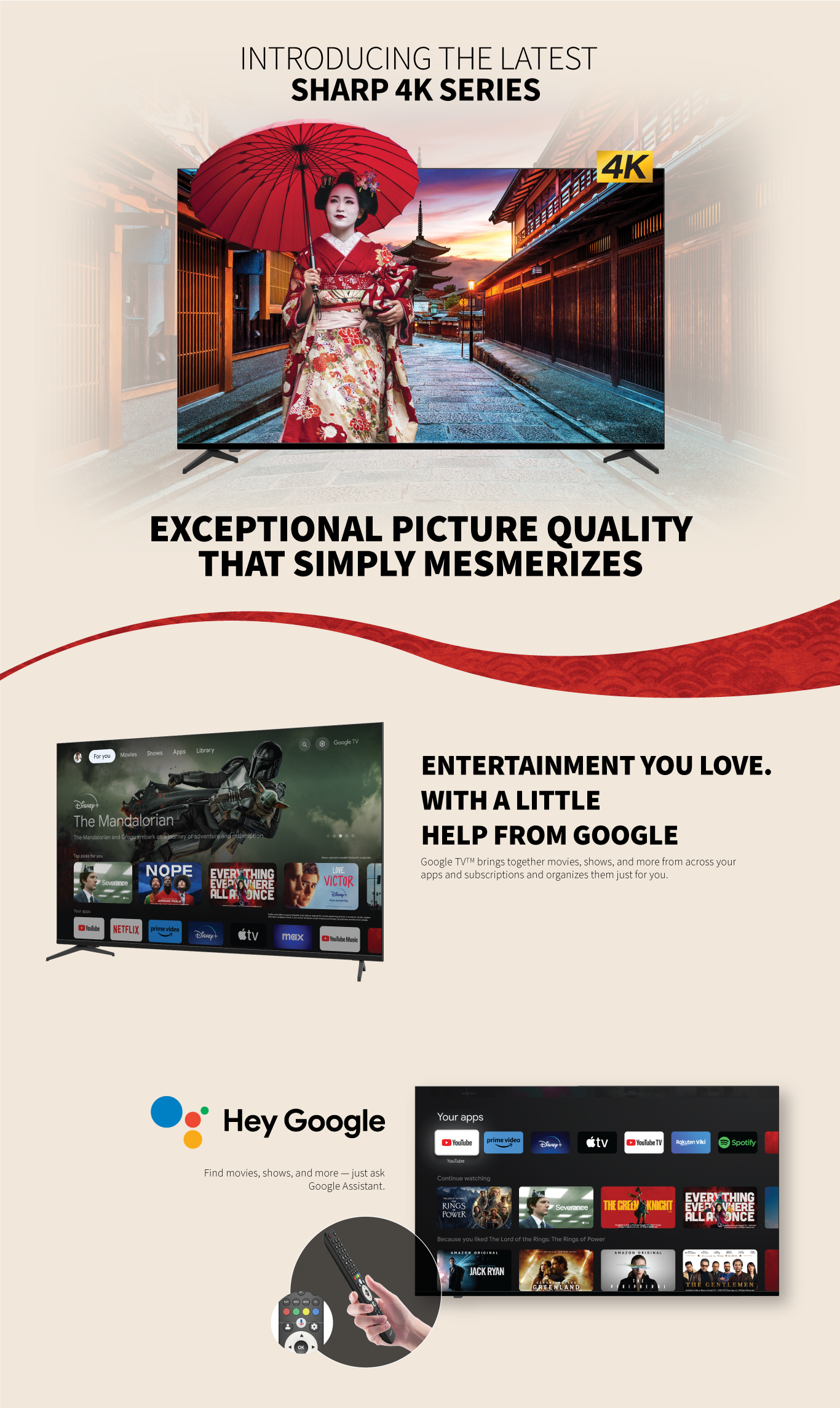 SHARP 50" / 55" / 65" / 75" 4K UHD Google TV 4T-C50FJ1X / 4T-C55FJ1X ...