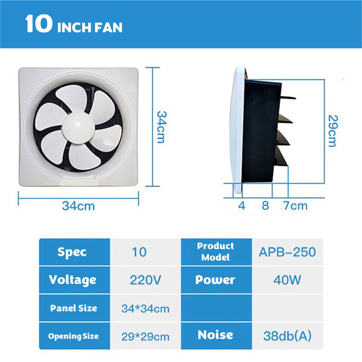 Wall Mounted One or Two Way 6" 8" 10" 12" Ventilation Fan Exhaust Fan ...