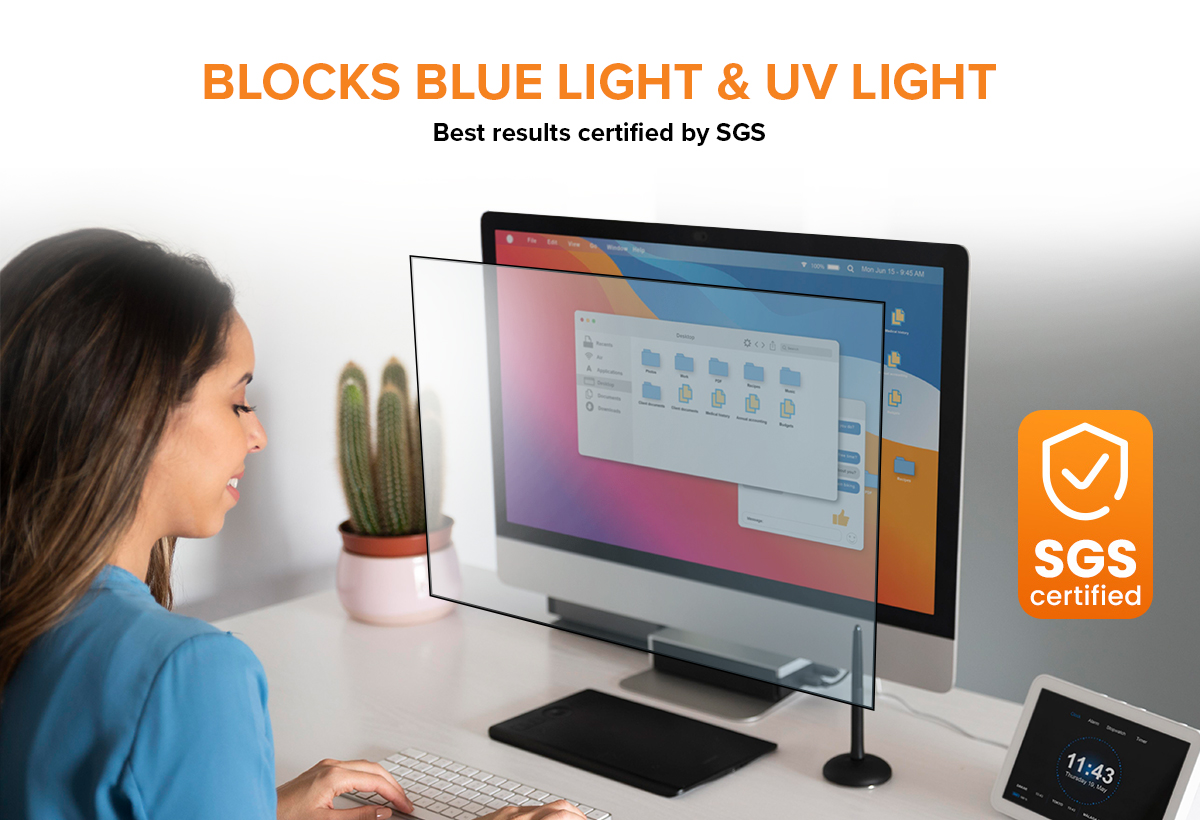 Tecgear Blue Light Shield Filter Anti Blue Light Screen Filter, Eyes ...