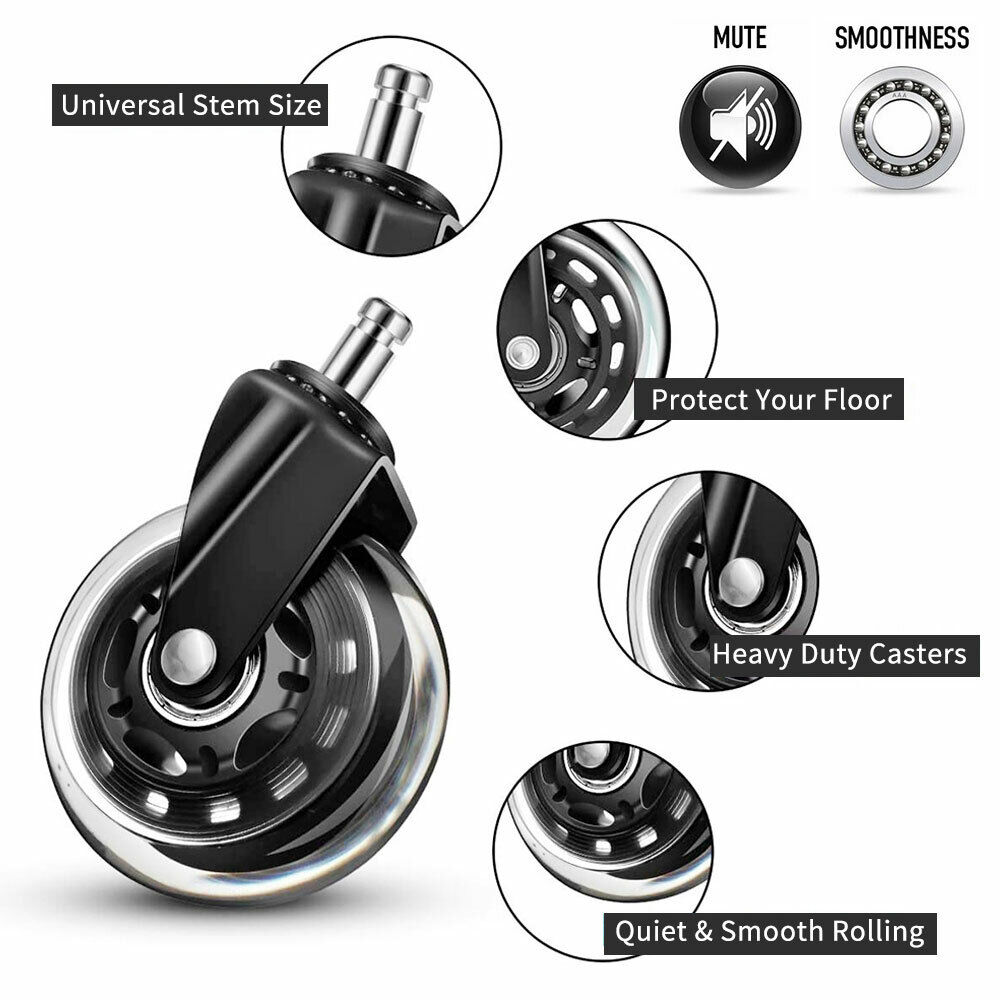 5PCS 3 Inch Universal Mute Wheel Office Chair Caster Replacement 60KG ...