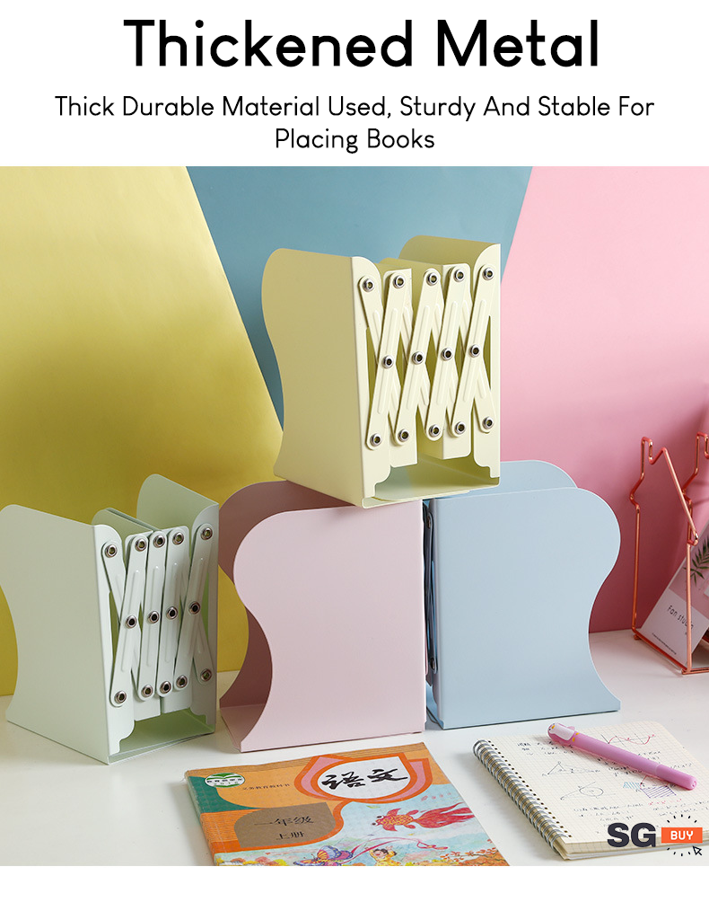 [SG STOCK] Extendable Metal Bookend Book Stand Bookends | Book ...