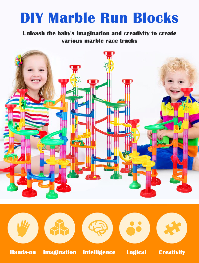 133Pcs Marble Run Construction Race, Maze Track Building Blocks. DIY ...