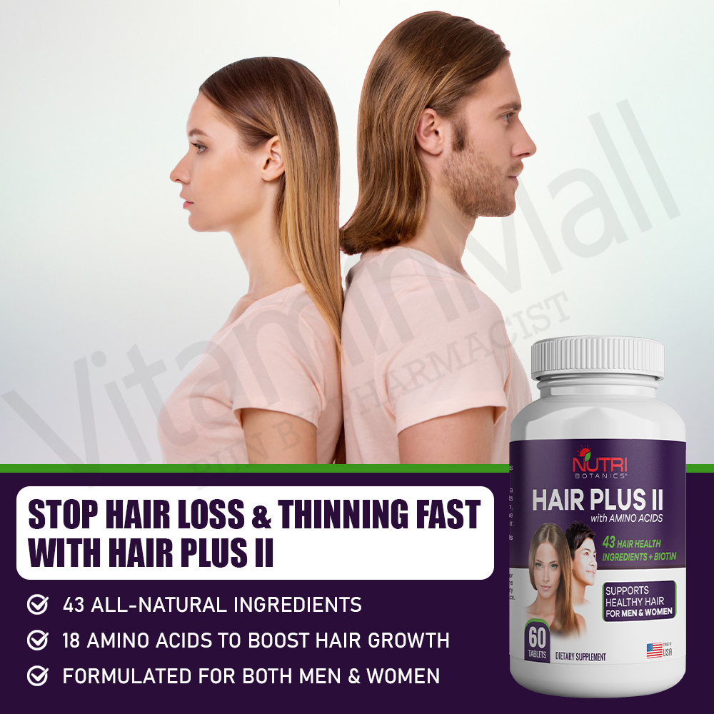 [TRIPLE PACK] Hair Plus II Hair Growth Supplement For Men Women, Stop ...