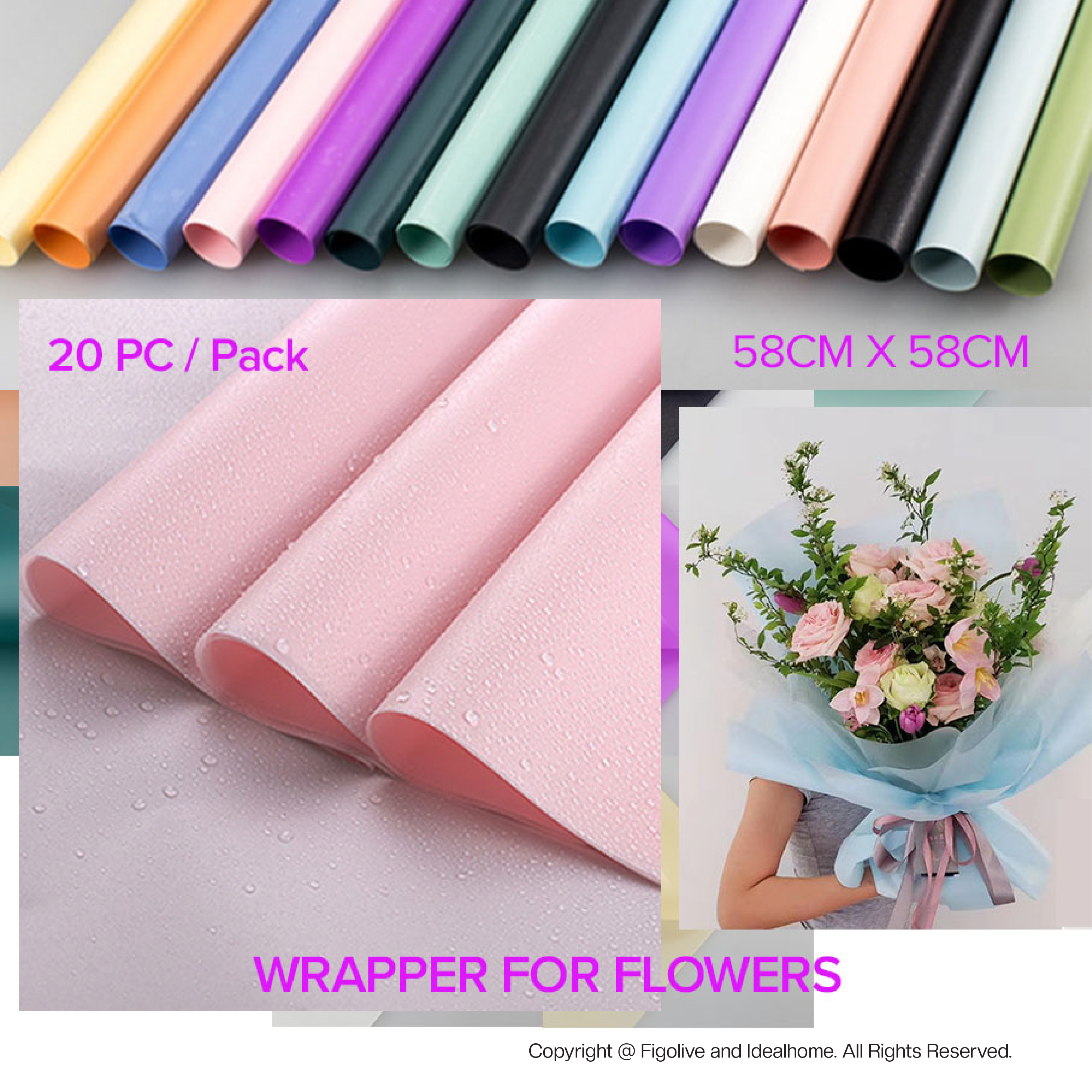 [SG Seller] 20pcs Korean Frosty Flower Wrapping Paper Rose Bouquet ...