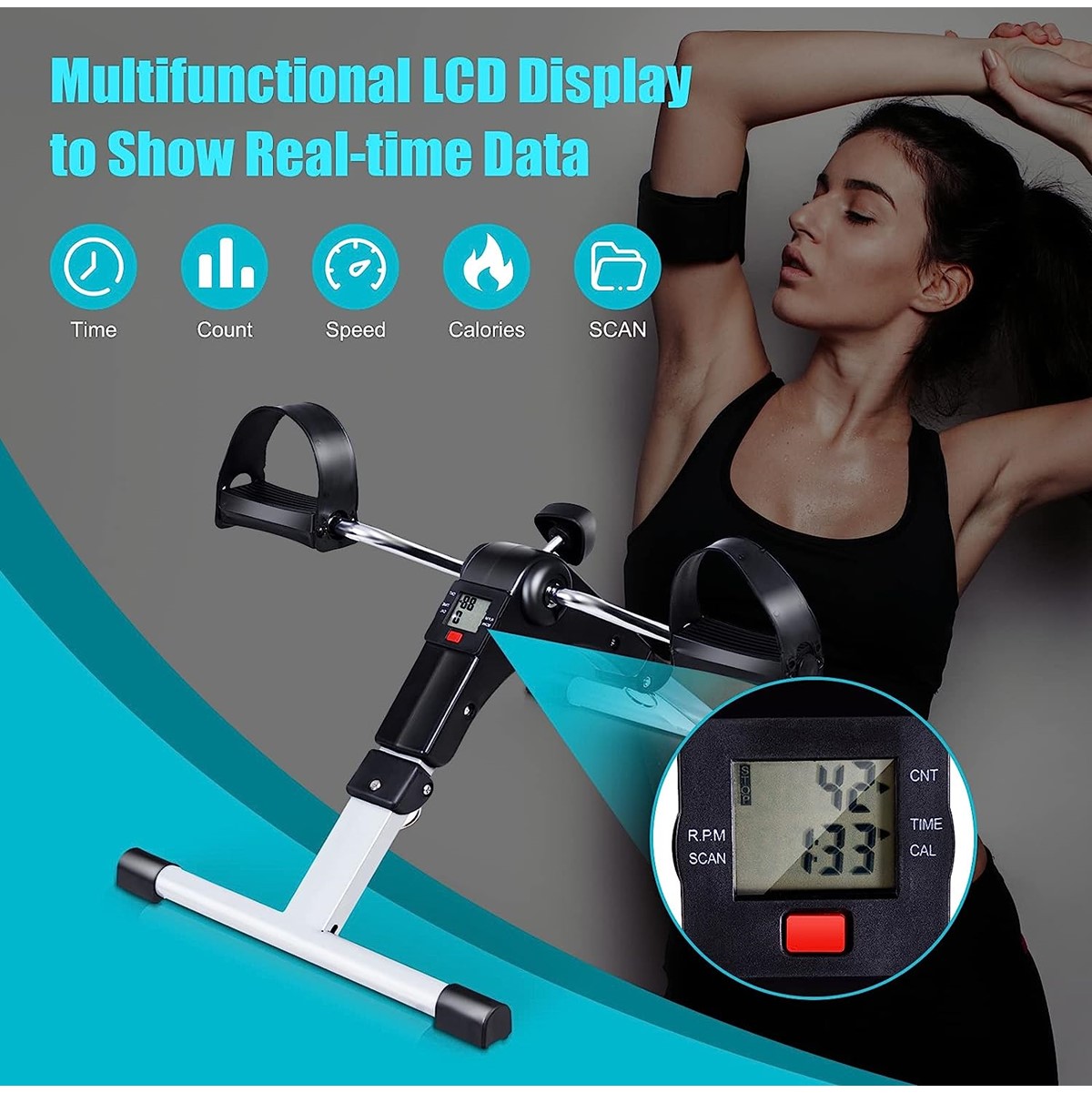 Pedal Exerciser Bike Fitness Bike Multifunctional Treadmill Bicycle ...