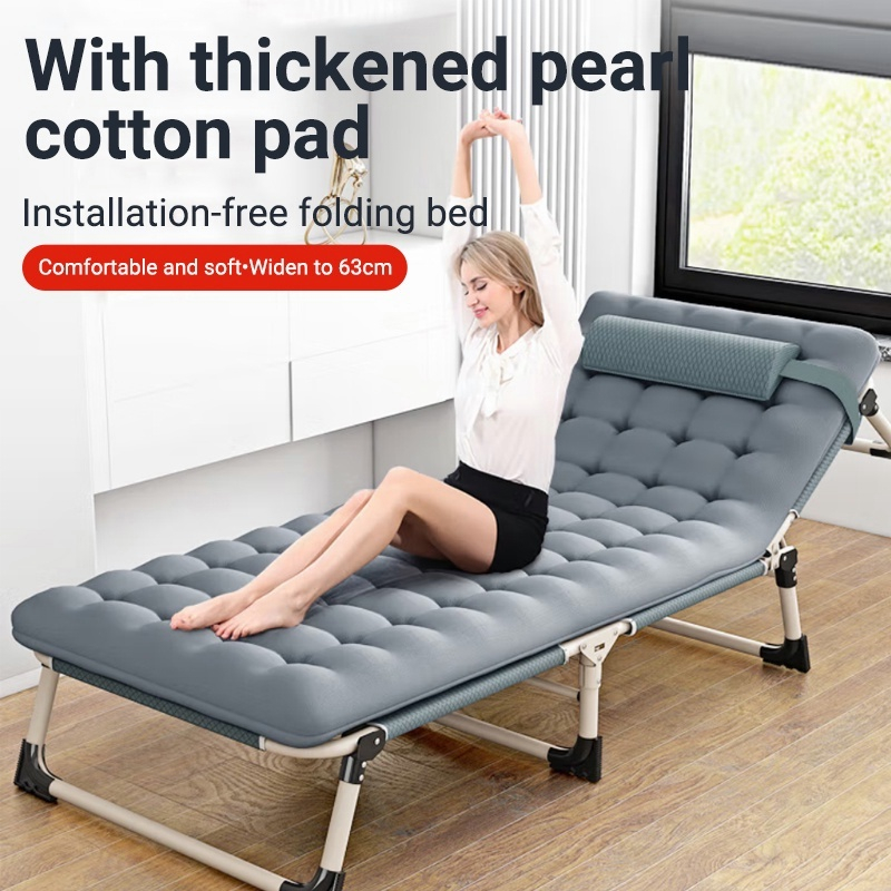 【Mattress included】 Foldable Bed Single Bed Office Portable Bed Folding ...