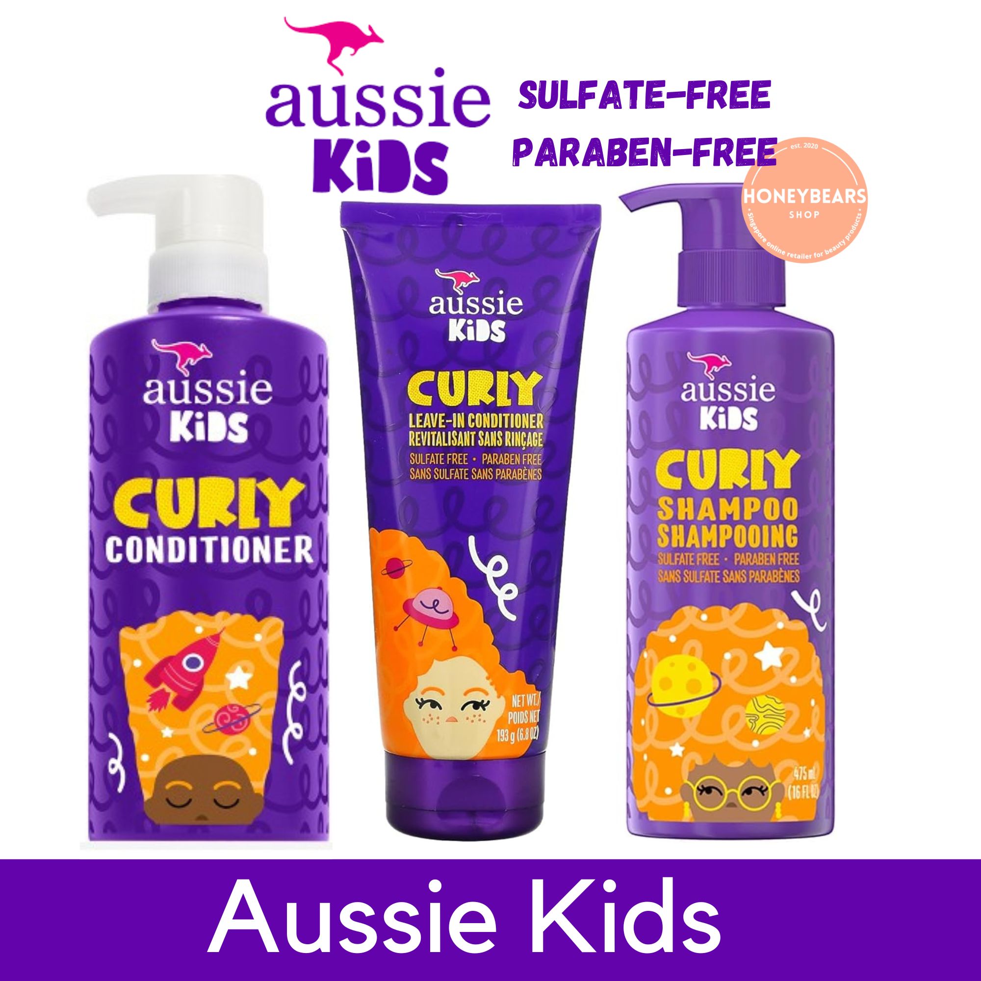 Aussie Kids Curly Hair Shampoo, Conditioner, Leave-in Curl Cream ...