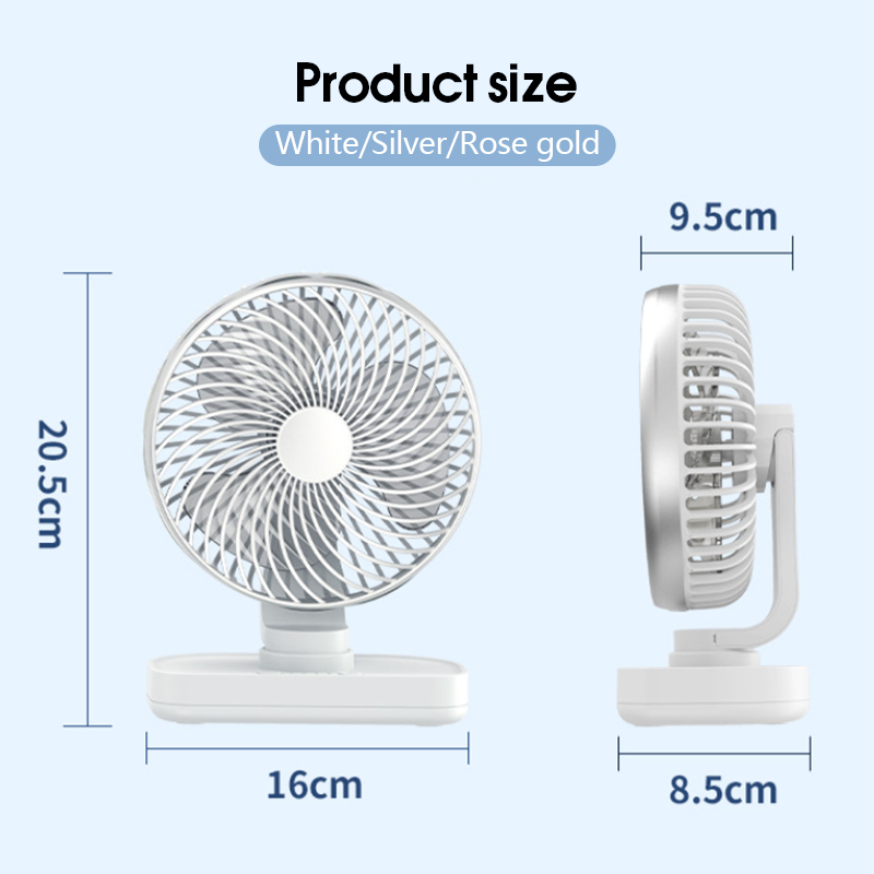 Wireless Auto Rotatable Table Fan Rechargeable Desk Mini Fan Laptop ...