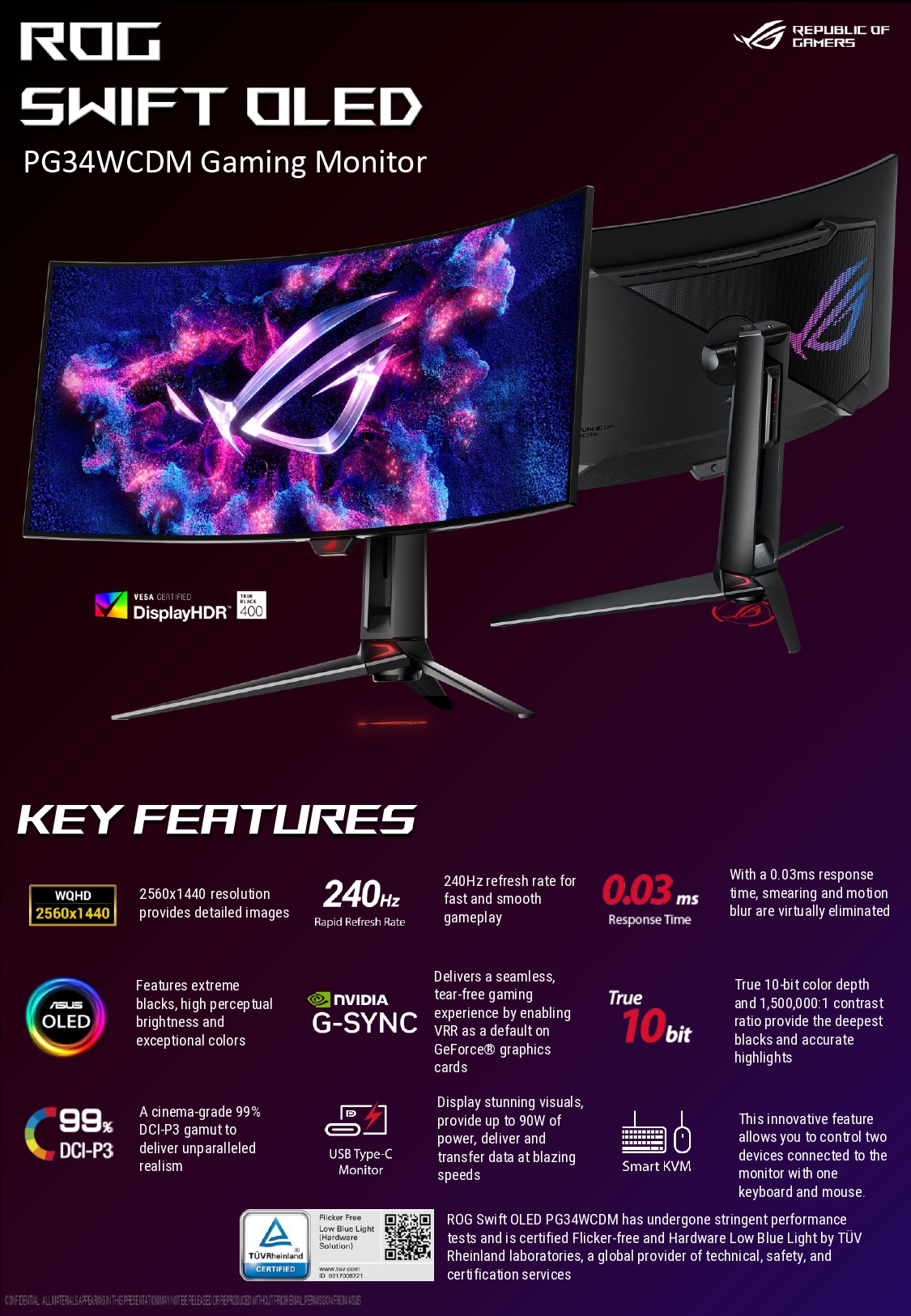 ROG Swift PG34WCDM OLED Curved Gaming Monitor - 34", 3440 x 1440, 240Hz ...
