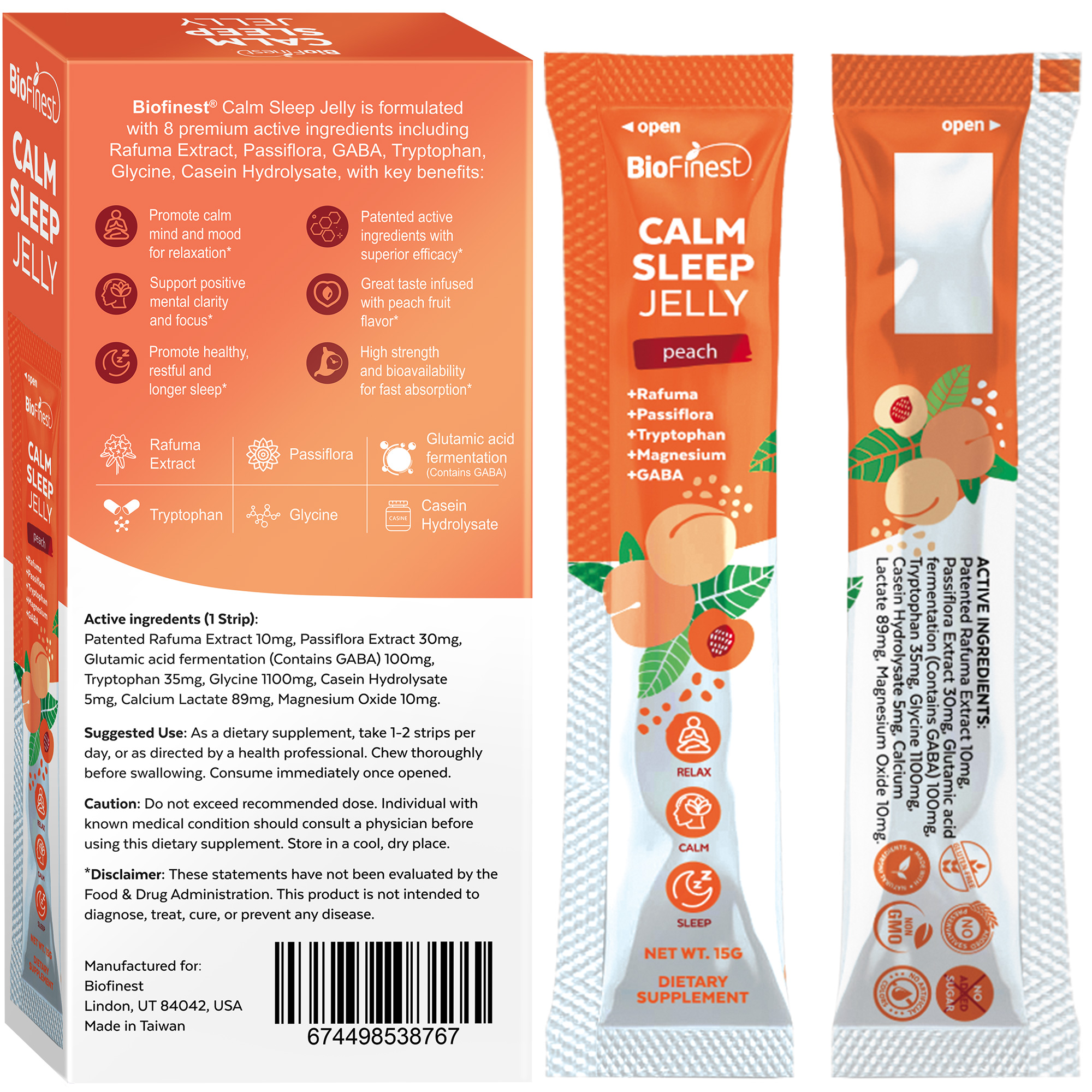 Biofinest Calm Sleep Jelly Supplement - GABA Tryptophan Glycine Calm ...