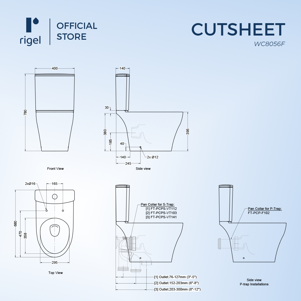 RIGEL Rimless Toilet Bowl WC8056F | Shopee Singapore
