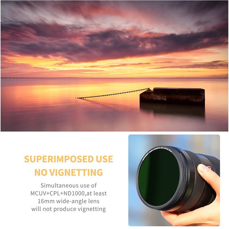 K&F Nano-X Magnetic UV + CPL + ND1000 Lens Filter Kit (UV + Circular Polarizer + Neutral Density ...