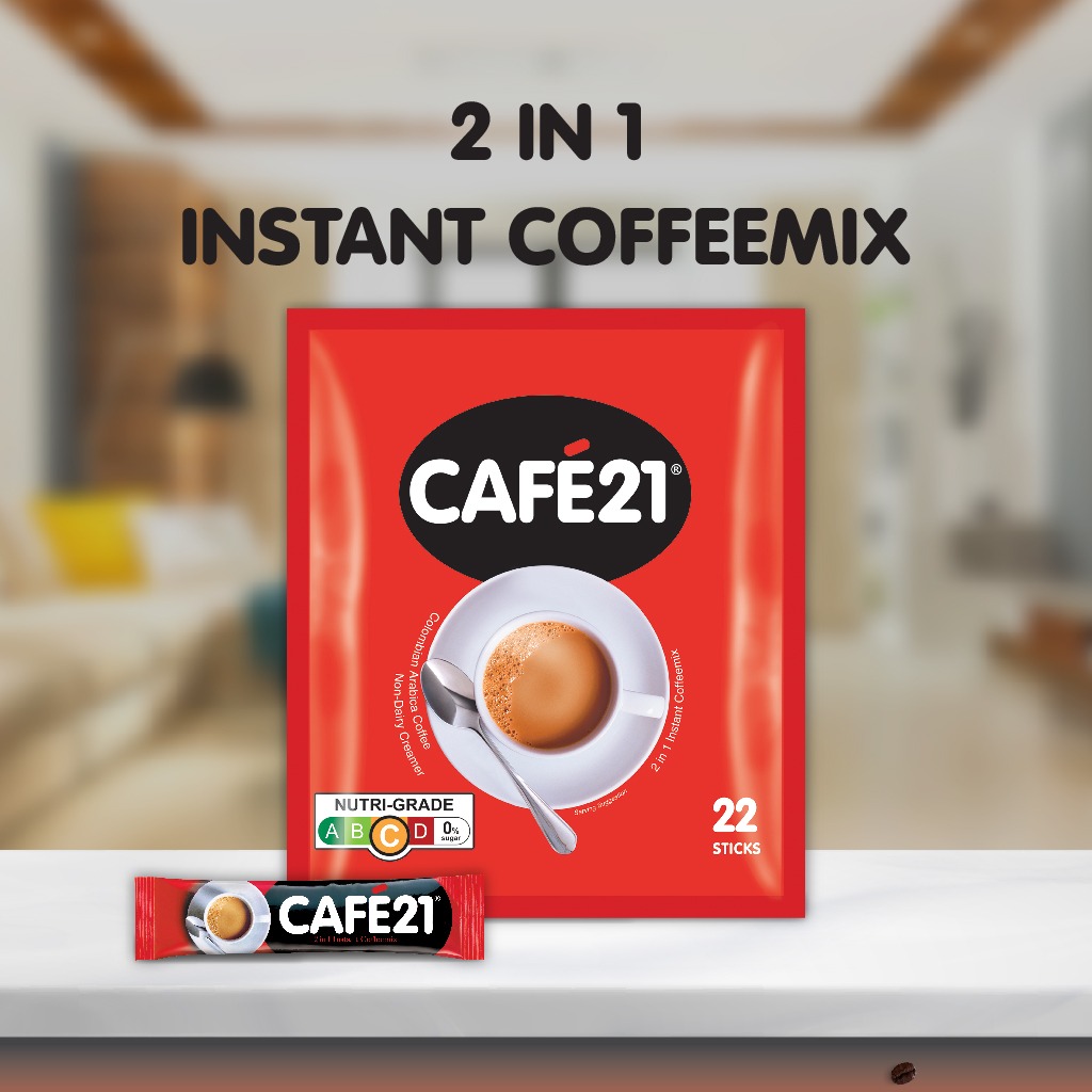 Bundle 2 pkts -Cafe21 - 2in1 Instant Coffee Mix Bundle Pack (12g x 22 Sticks) - No Sugar Added ...