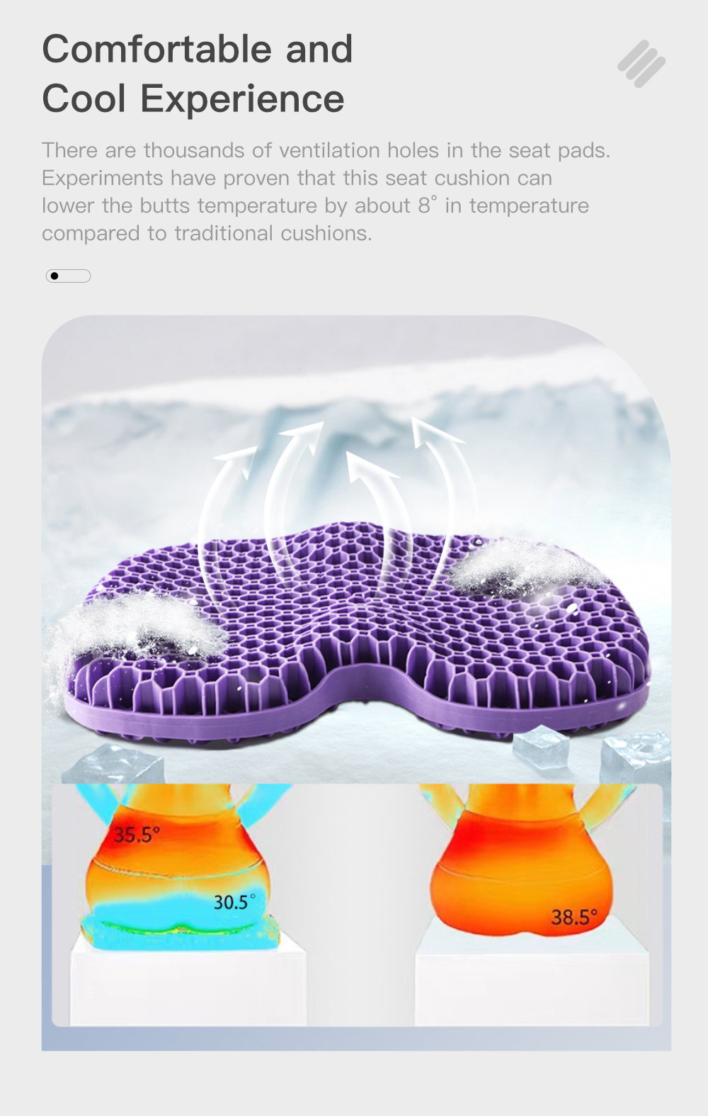 Buttocks Beauty Cushion TPE Cooling Seat Pad High Elastic Honey Comb ...