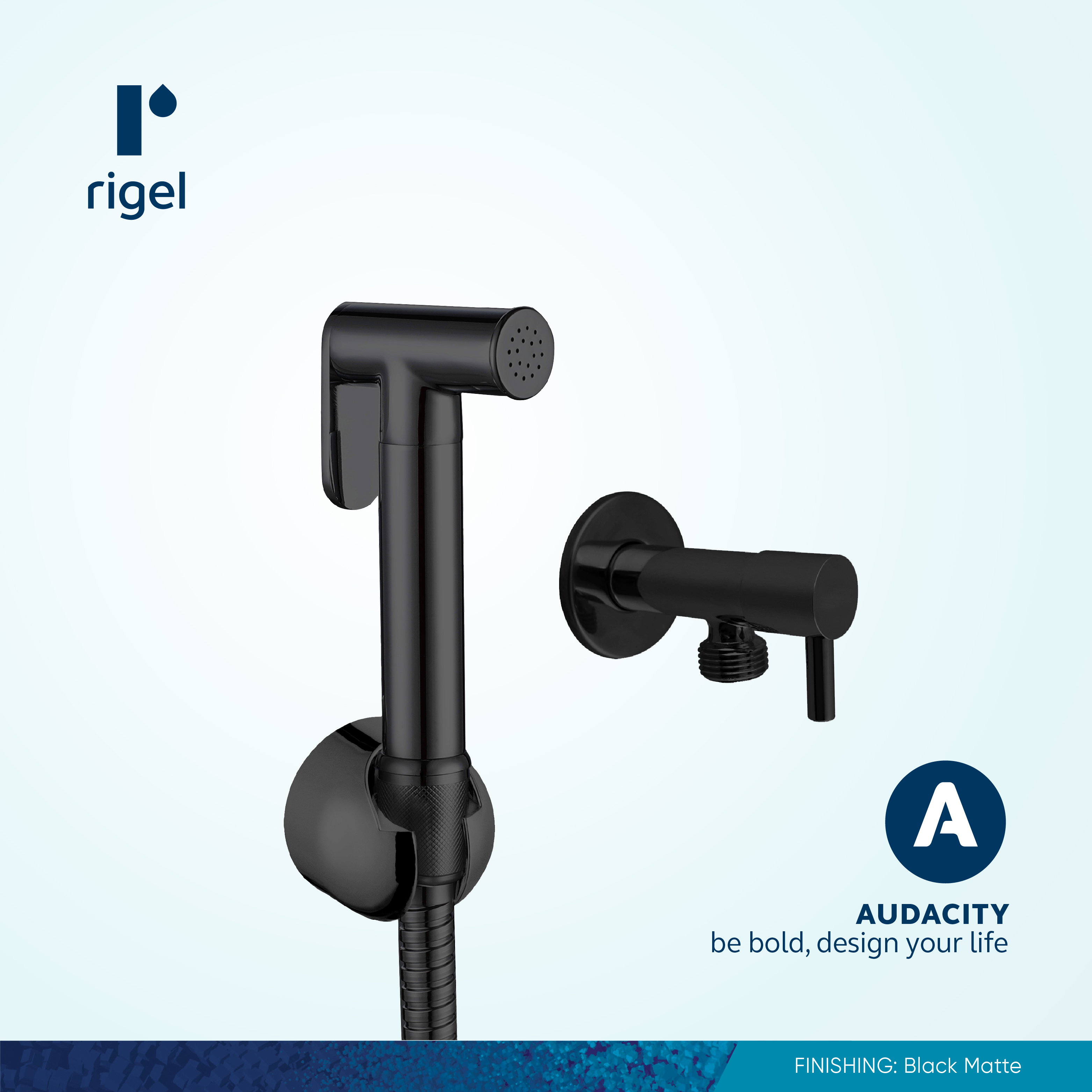 RIGEL Matte Black Bidet Spray Set (Angle Valve & Bidet Sprayer ...