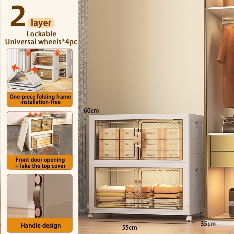 🇸🇬 [READY STOCK] Foldable Cabinet Storage Box Cabinet Transparent ...