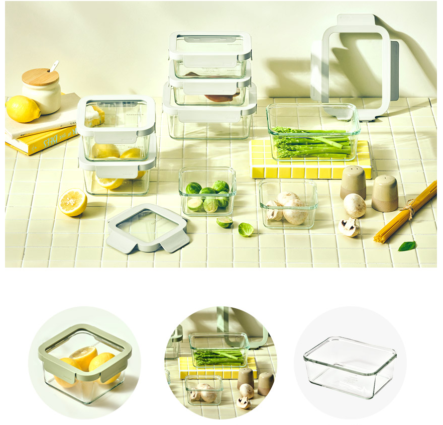 Glasslock Korea Essential Food Container 6 types of Set | Shopee Singapore