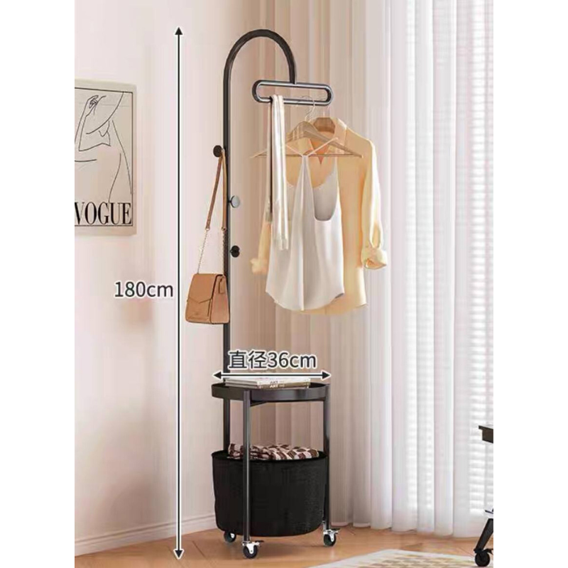 Alenier Multifunctional Standing Clothes rack with bedside table and ...