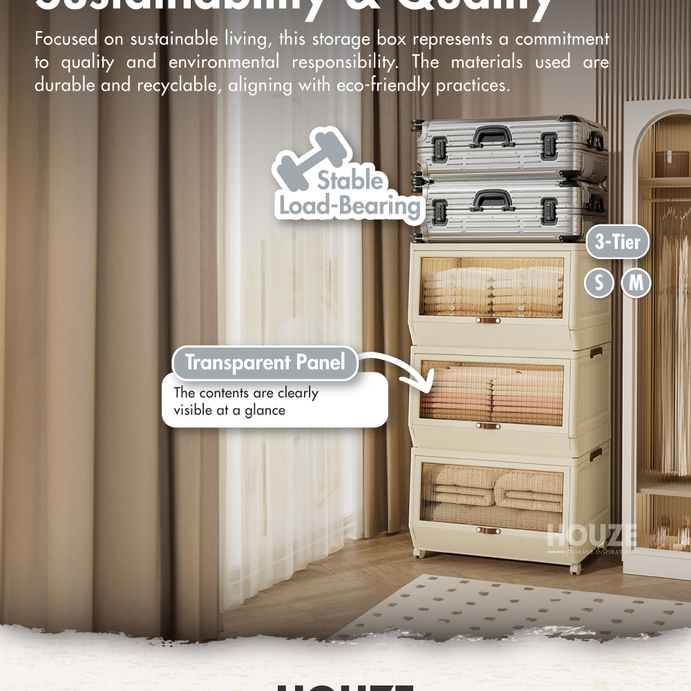[HOUZE] Carré Single Tier Multi-Functional Collapsible Sliding Lid ...