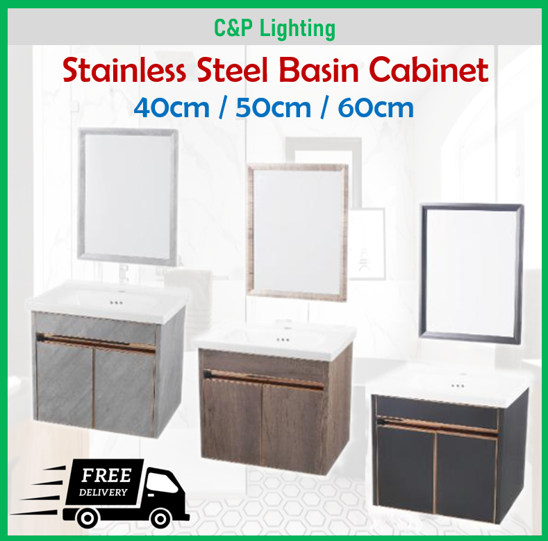 [Local Brand] Stainless Steel Basin Cabinet Set 40cm / 50cm / 60cm with ...