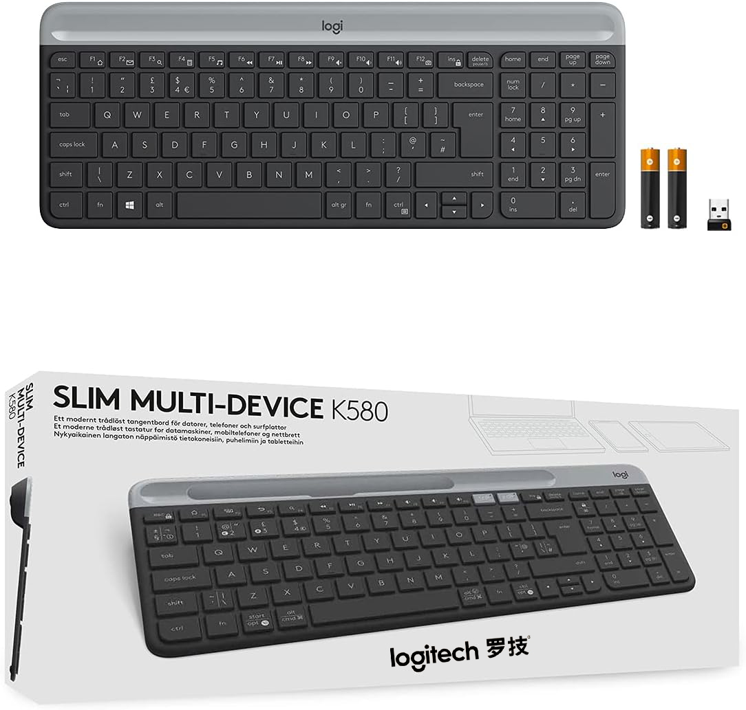 Logitech K580 Slim Multi-Device Wireless Keyboard with Bluetooth and ...