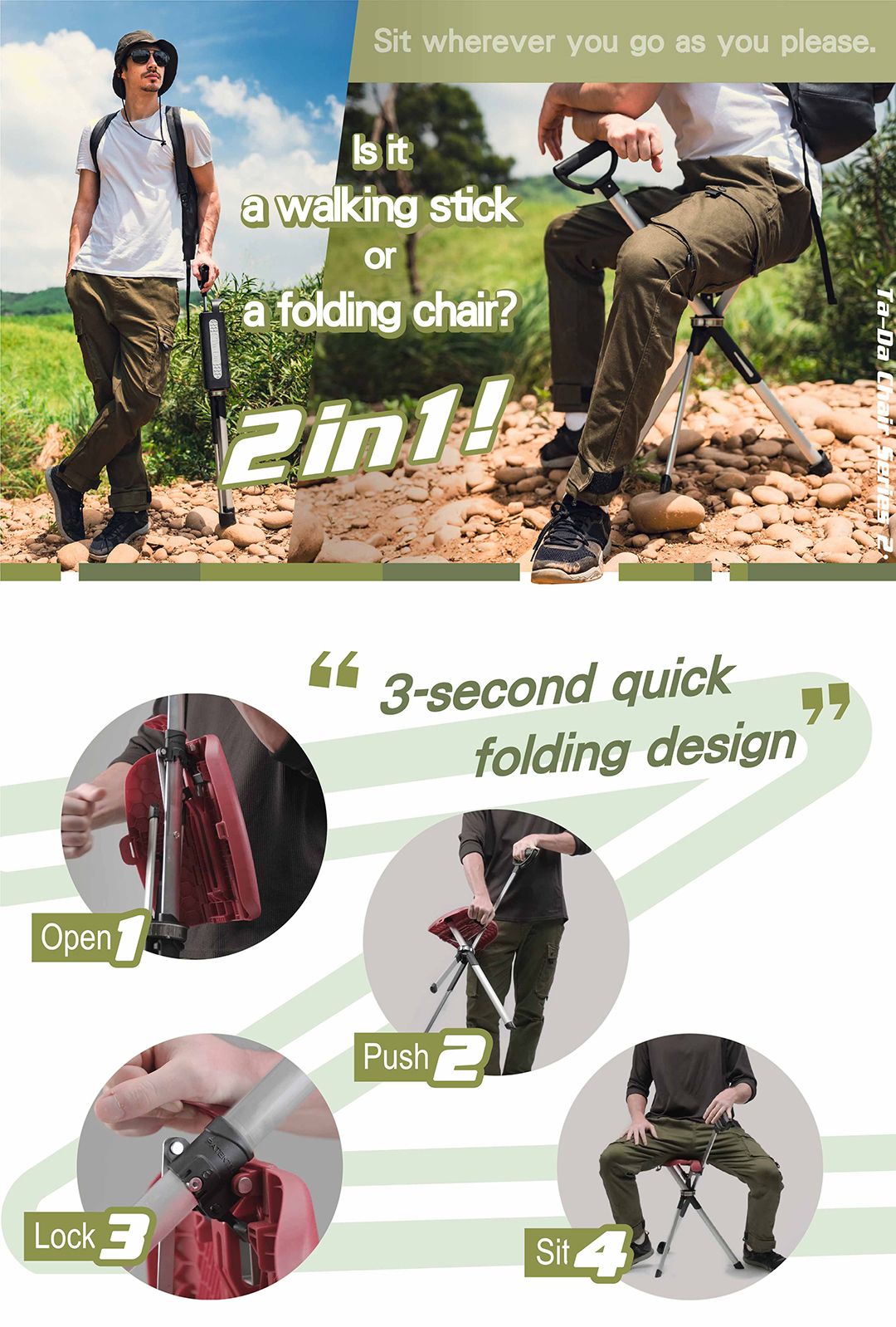 Ta-Da Chair Series 2 Walking Seat Stick | Ta Da Chair | Walking ...
