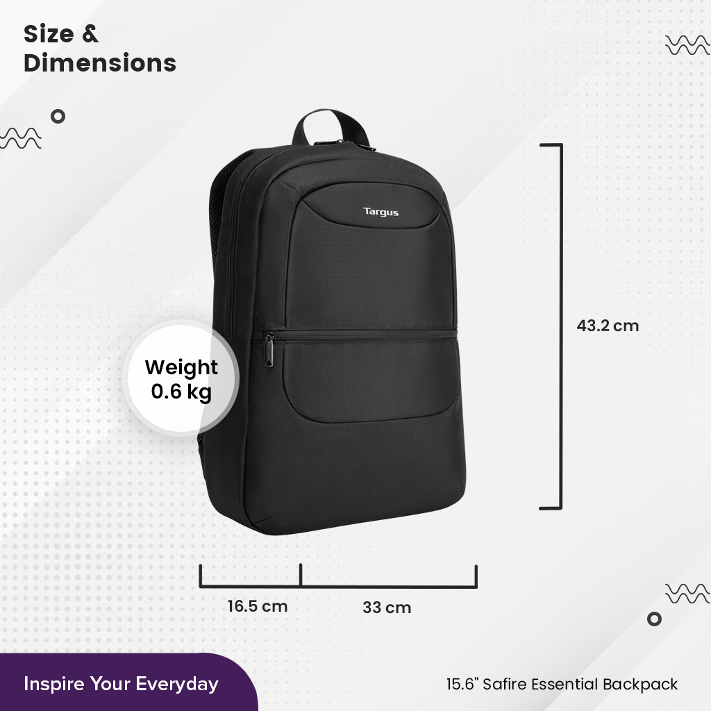 Targus 15.6" Safire Essential Backpack (Black) - TBB580 | Shopee Singapore