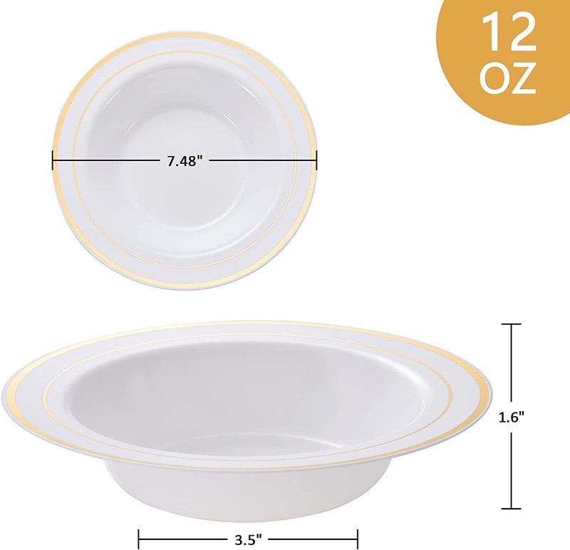 [SG Stock] 25 Pax Disposable Plastic Partyware Dinnerware Set with Gold ...