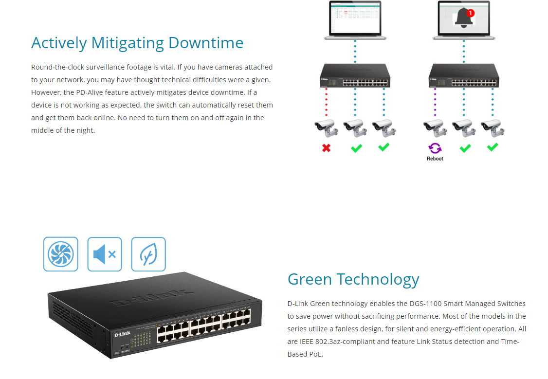 D-LINKS 1100-24PV2 24-port Gigabit Smart Managed PoE (100W) Switch ...