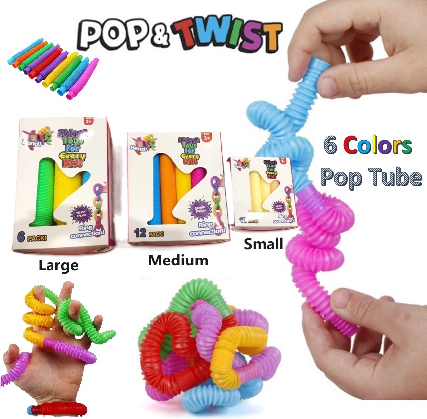 12pcs 6 Colors Pop & Twist Tube - Fidget Toy – Pop Tube Fidget ...