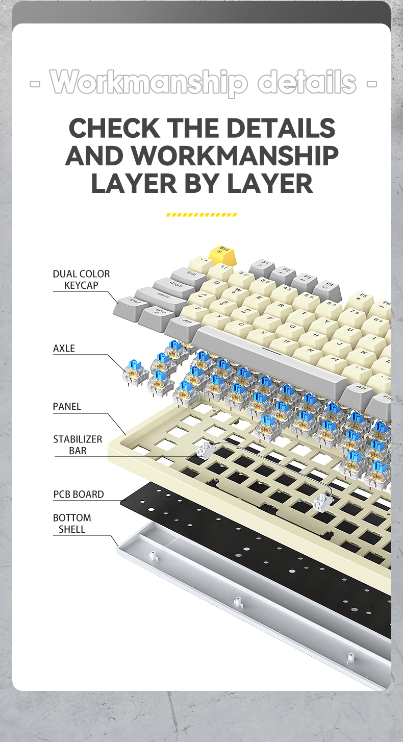 T-Wolf T50 Wired Mechanical Gaming Keyboard With Knob Design 97 Keys ...
