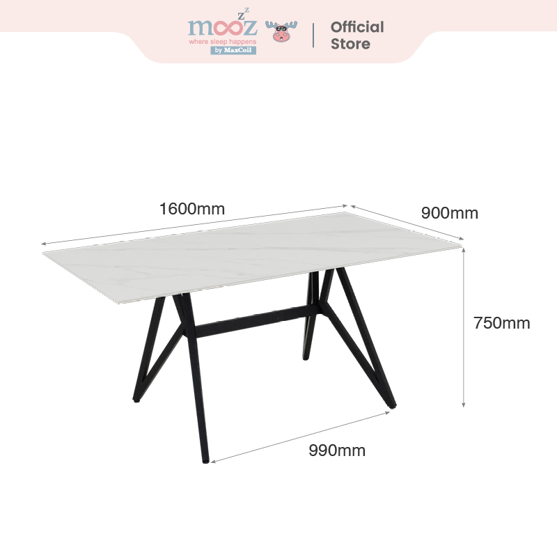 mooZzz Jolie Sintered Stone Dining Table W1600mm + Jone Chairs (1 + 6 ...