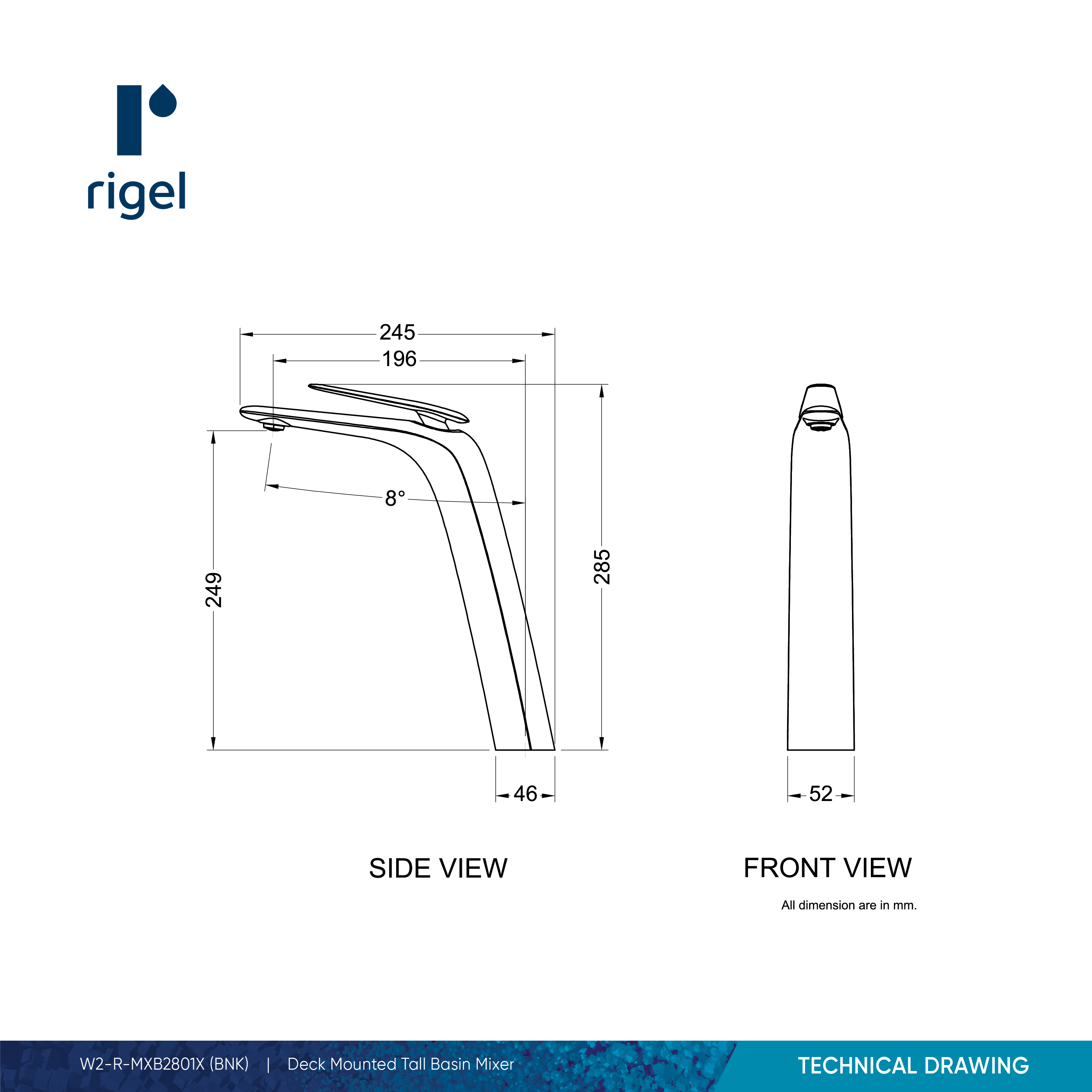 RIGEL Brushed Nickle Basin Mixer Tall Tap MXB2801X(BNK) | Shopee Singapore