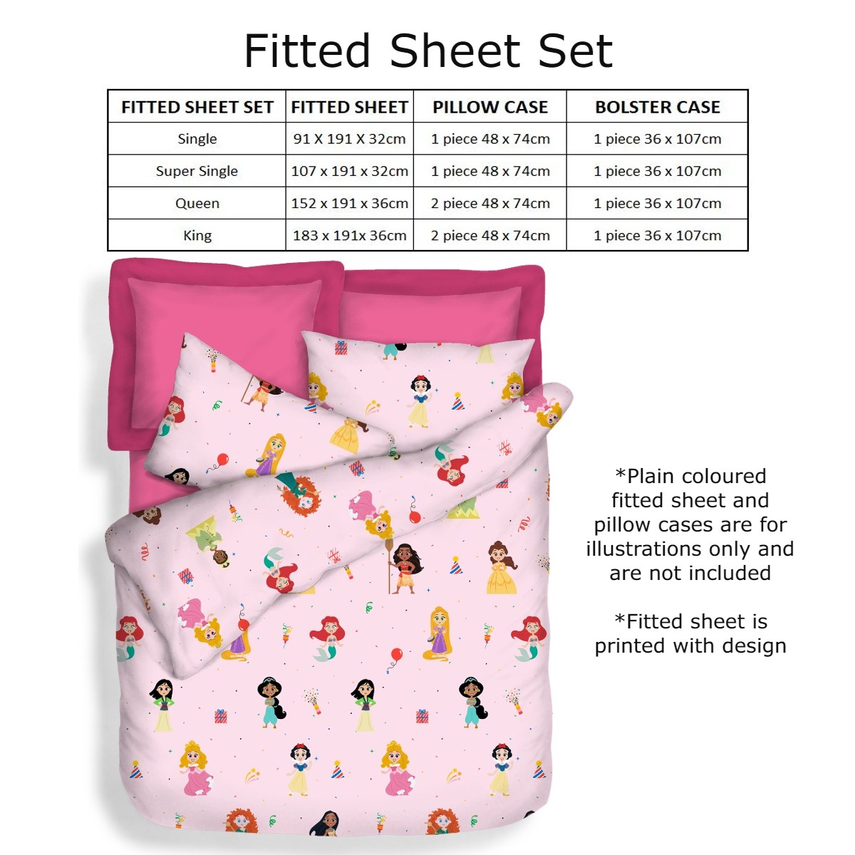 Disney Princess Bedsheet / Fitted Sheet Set / Summer Light Quilt, 900 ...