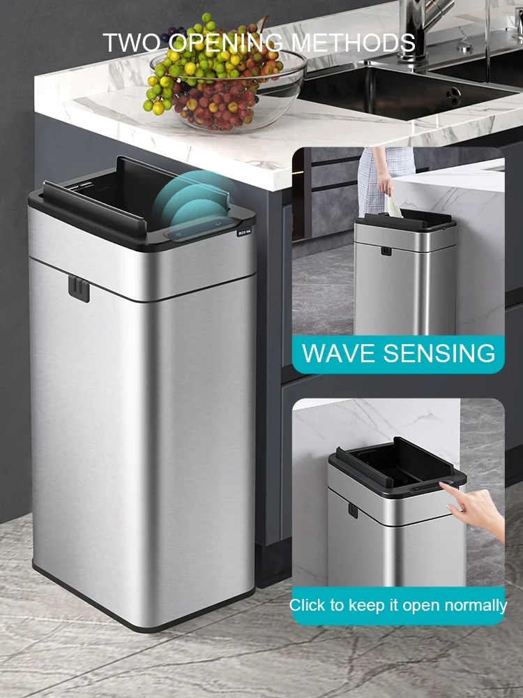 Smart Dustbin Kitchen Rubbish Bin Large Trash Bin Stainless Steel ...