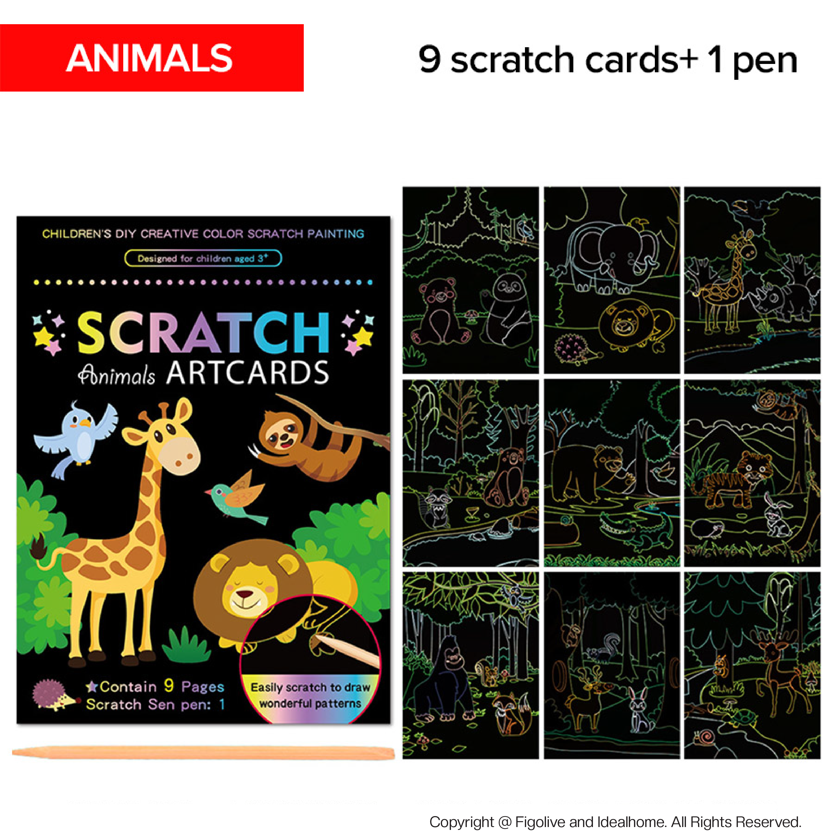 [SG SELLER] Cartoon Scratch Book Rainbow Magic Color Painting Paper ...