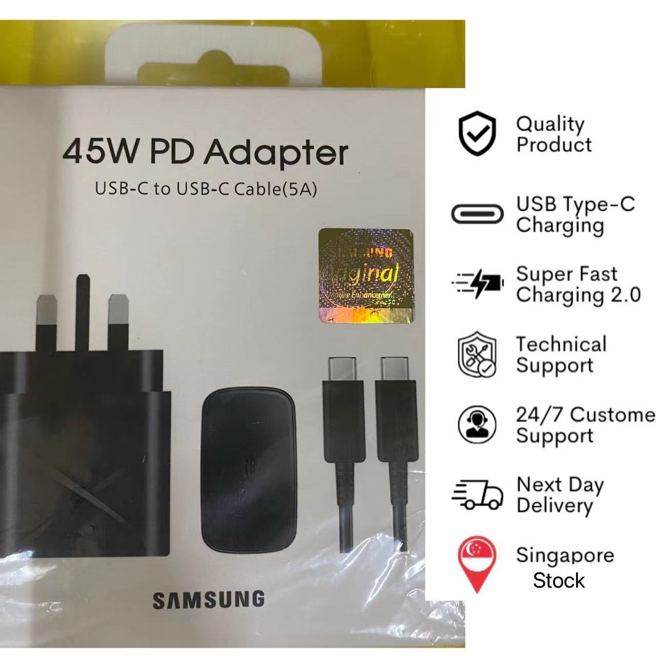 (SG) Samsung 45W Super Fast Charger 2.0 EP-T4510XBEGGB w/ 5A Charging ...