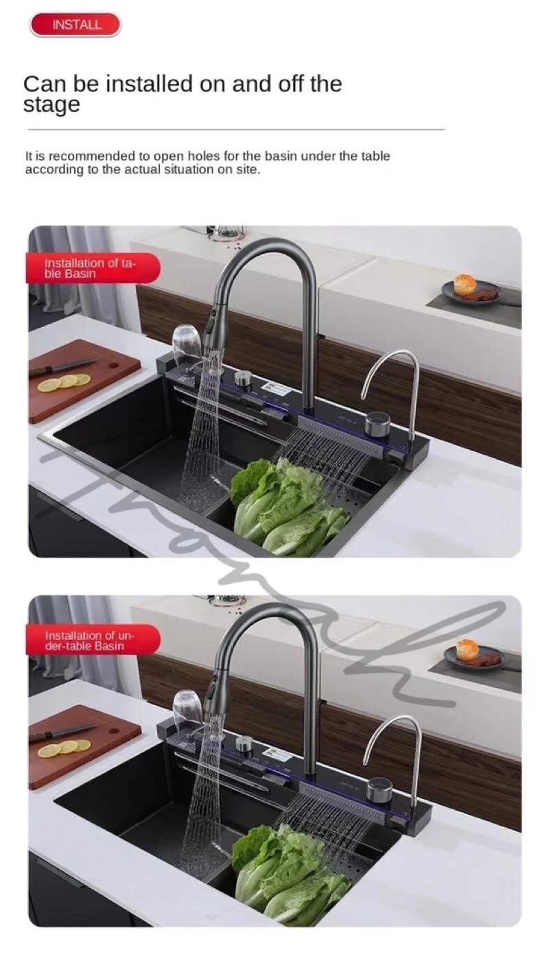 [ARORAH] Ready Stock Piano Key 1 Modern Waterfall Hydropower Kitchen ...