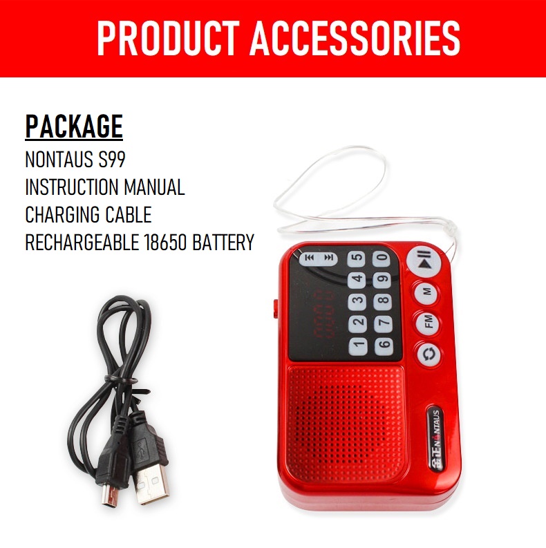 Nontaus S99 Large Display Elderly Portable FM Radio MP3 Player Speaker ...