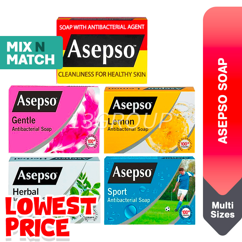 Asepso Antiseptic Soap Antibacterial Original Aloe Gentle Herbal Lemon ...