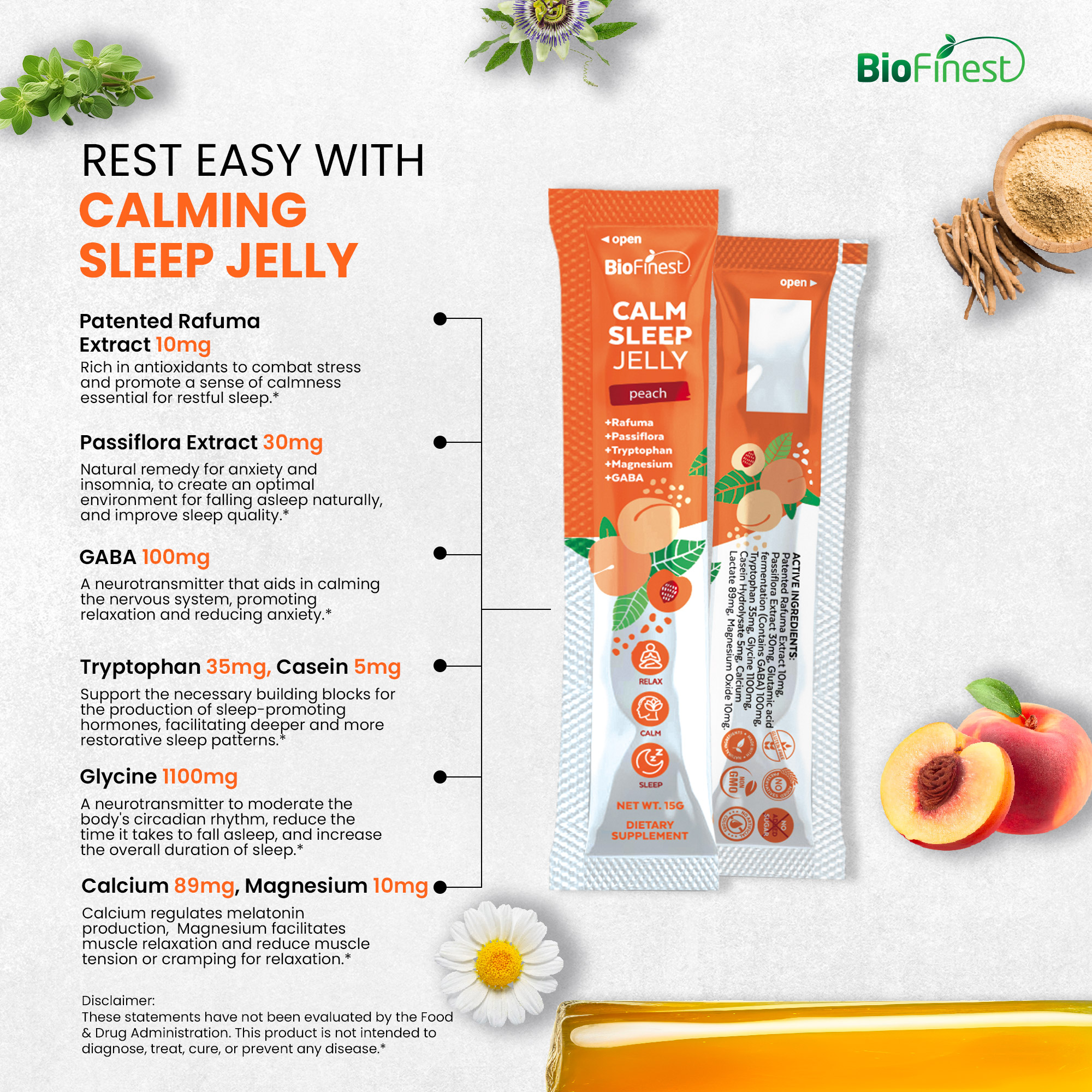 Biofinest Calm Sleep Jelly Supplement - GABA Tryptophan Glycine Calm ...