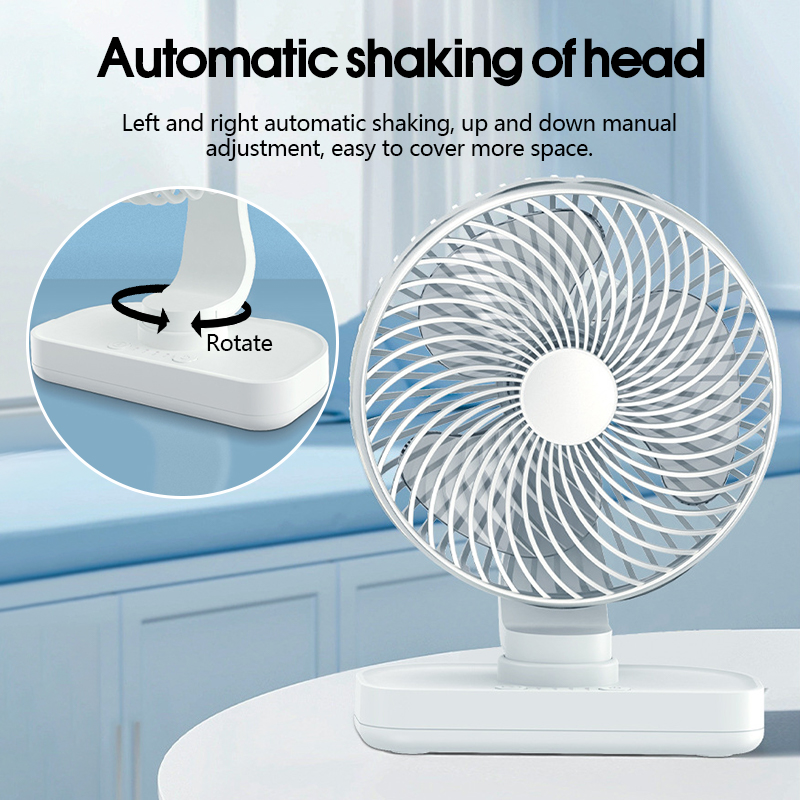 【NDD Delivery】Portable Auto Rotate Fan USB Rechargeable Desktop Fan For ...