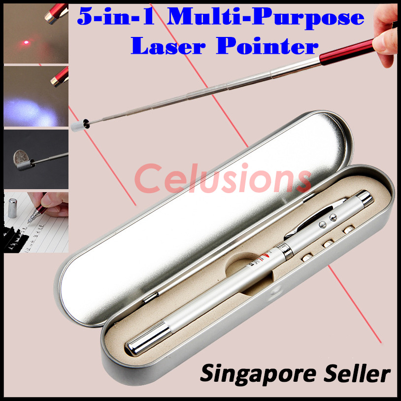【SG Seller】 ️5-in-1 Extendable Laser Pointer LED Light Flashlight ...