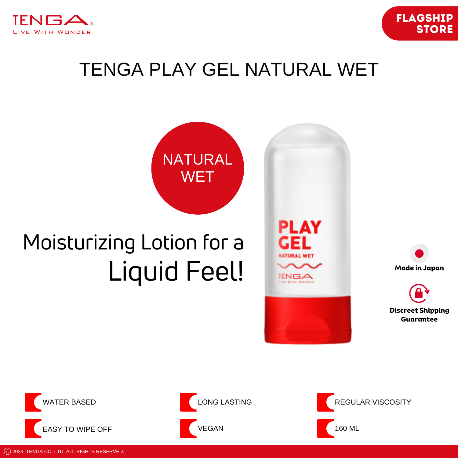 Tenga Play Gel Natural Wet Water Based Lubricant Realistic Moisture ...