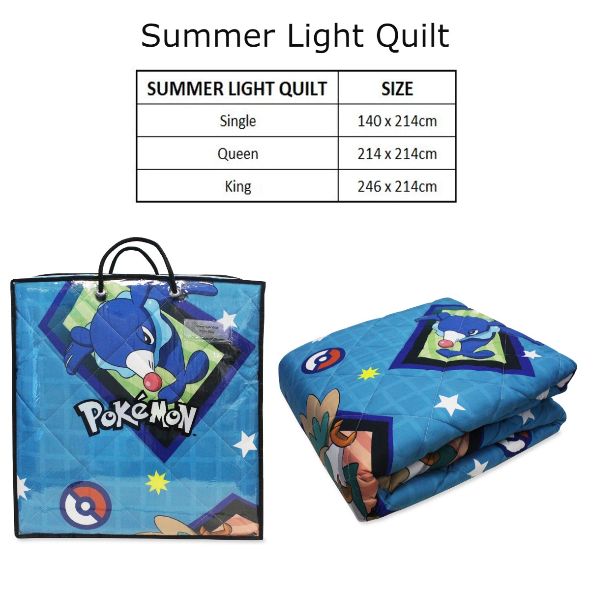 Pokemon Fitted Bedsheet Set / Summer Light Quilt, 900 Thread Count ...