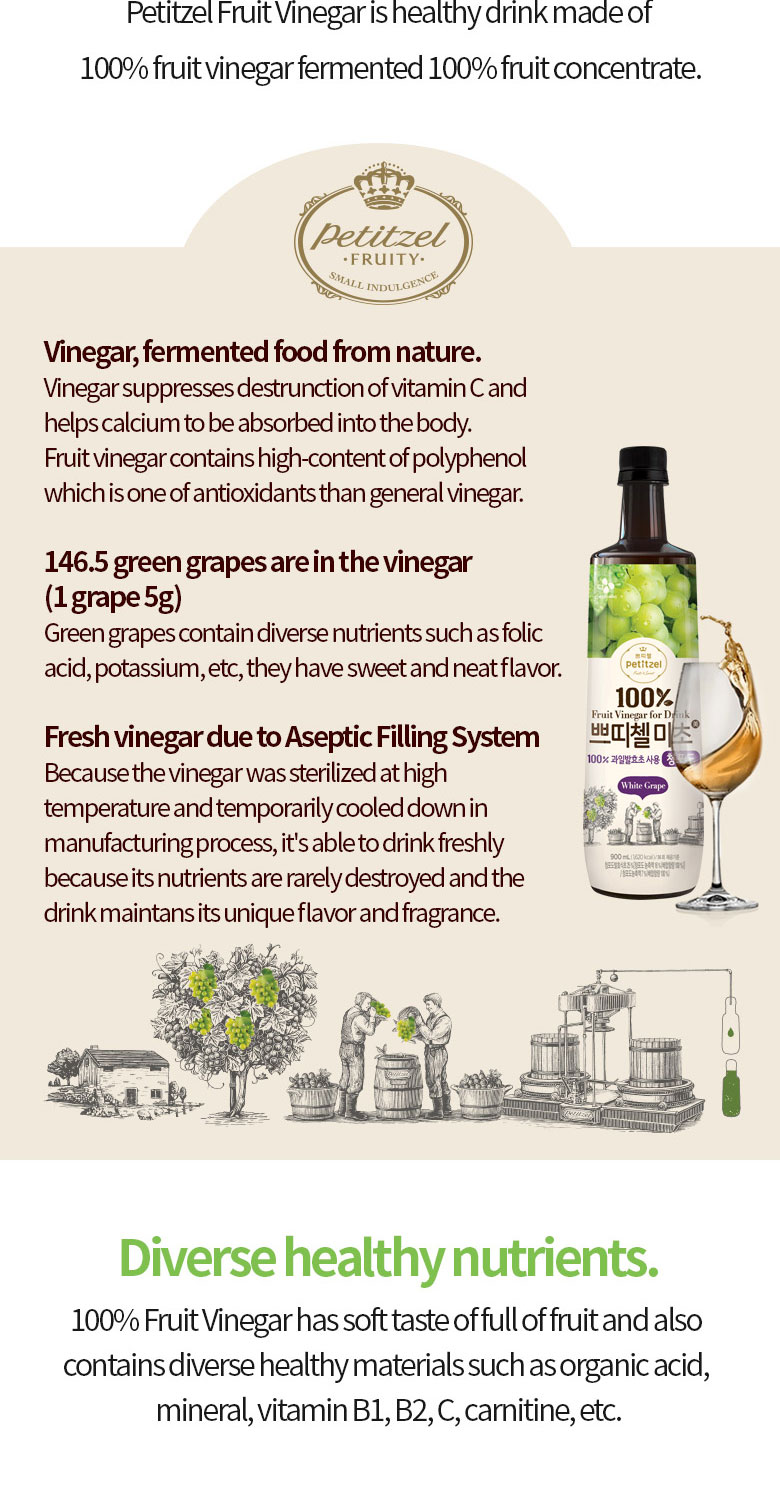 CJ Cheiljedang Petitzel MICHO | Fruit Vinegar 900mL x 4ea SET | Pomegranate | Muscat | Pineapple ...