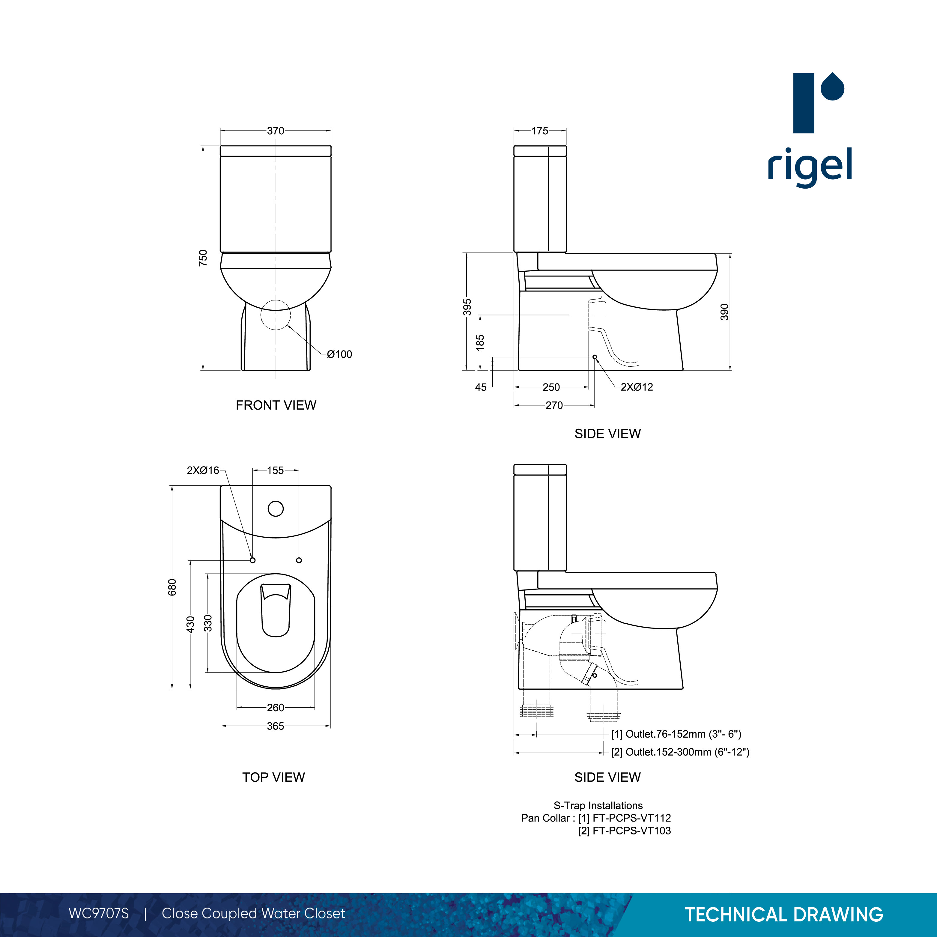 RIGEL Rimless Toilet Bowl WC9707F | Shopee Singapore