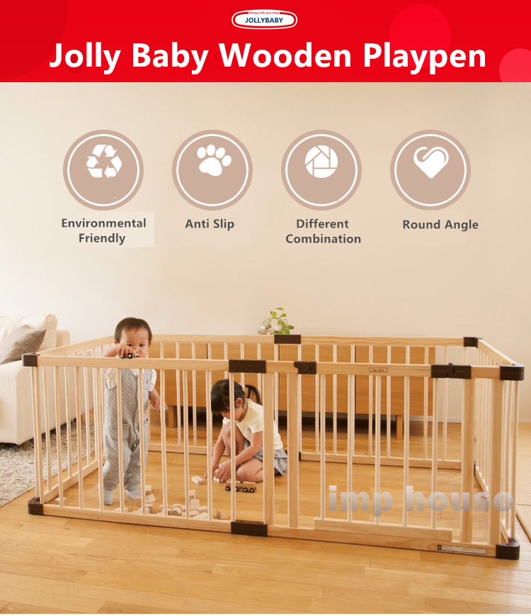 [SG] IMP HOUSE JollyBaby Solid Wooden Playpen 6panel with/without Door ...